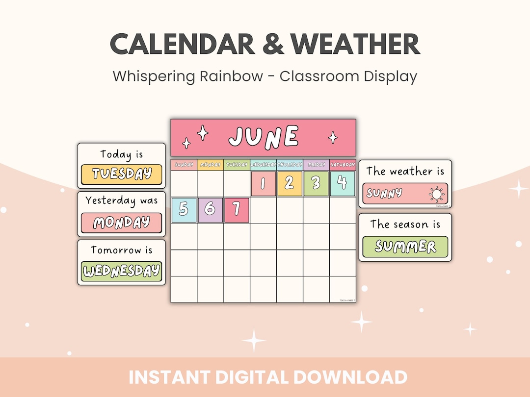 Rainbow Classroom Calendar and Weather Display | Classroom Calendar ...