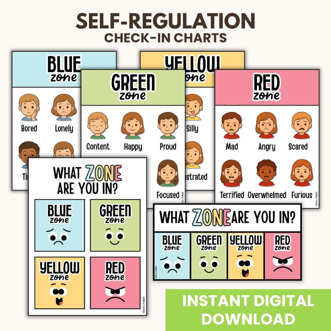 Self-regulation Check-in Charts | Emotional Regulation Tools ...