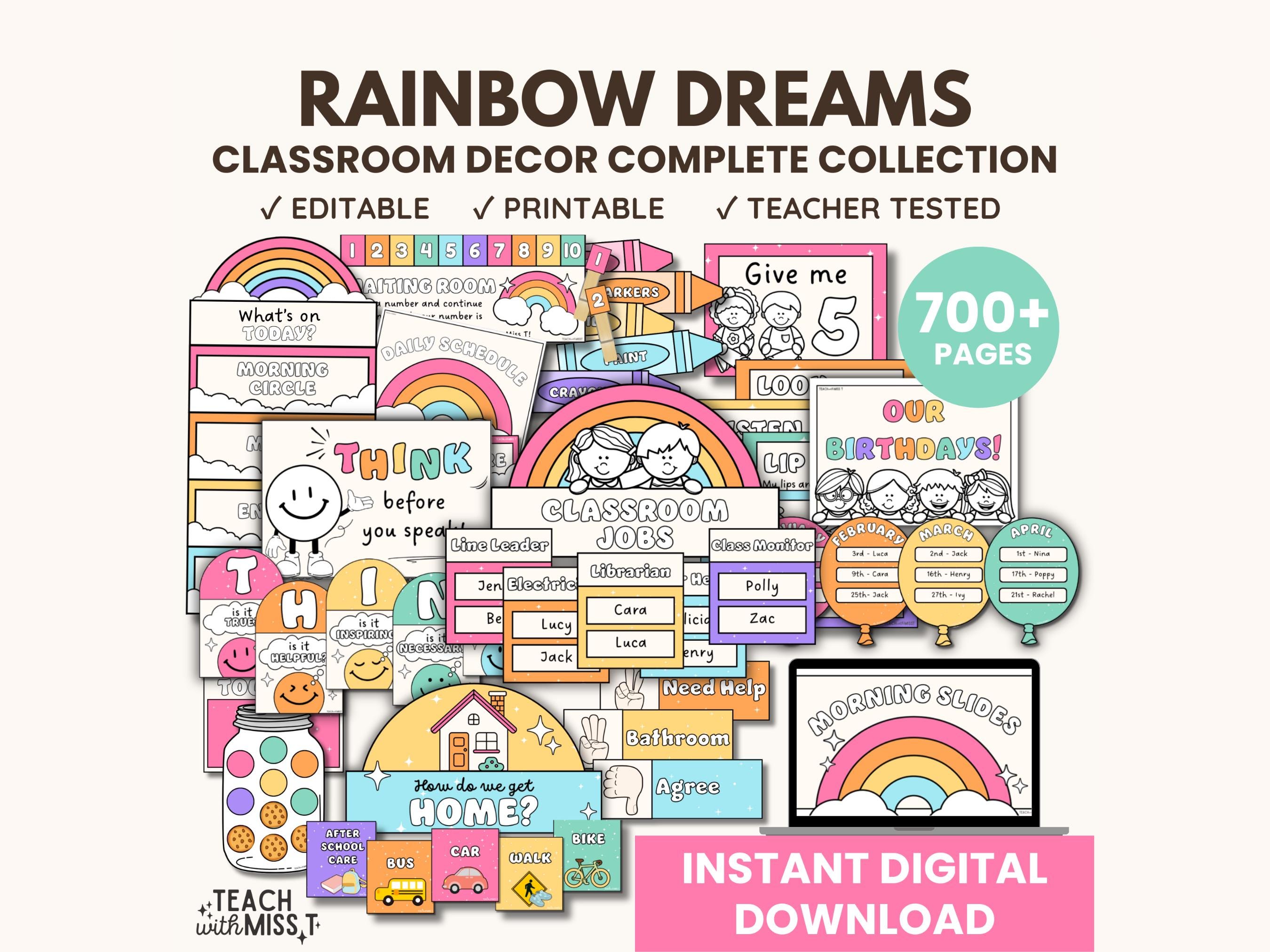 Rainbow Classroom Decor Bundle | Bright Classroom Printables | Complete ...