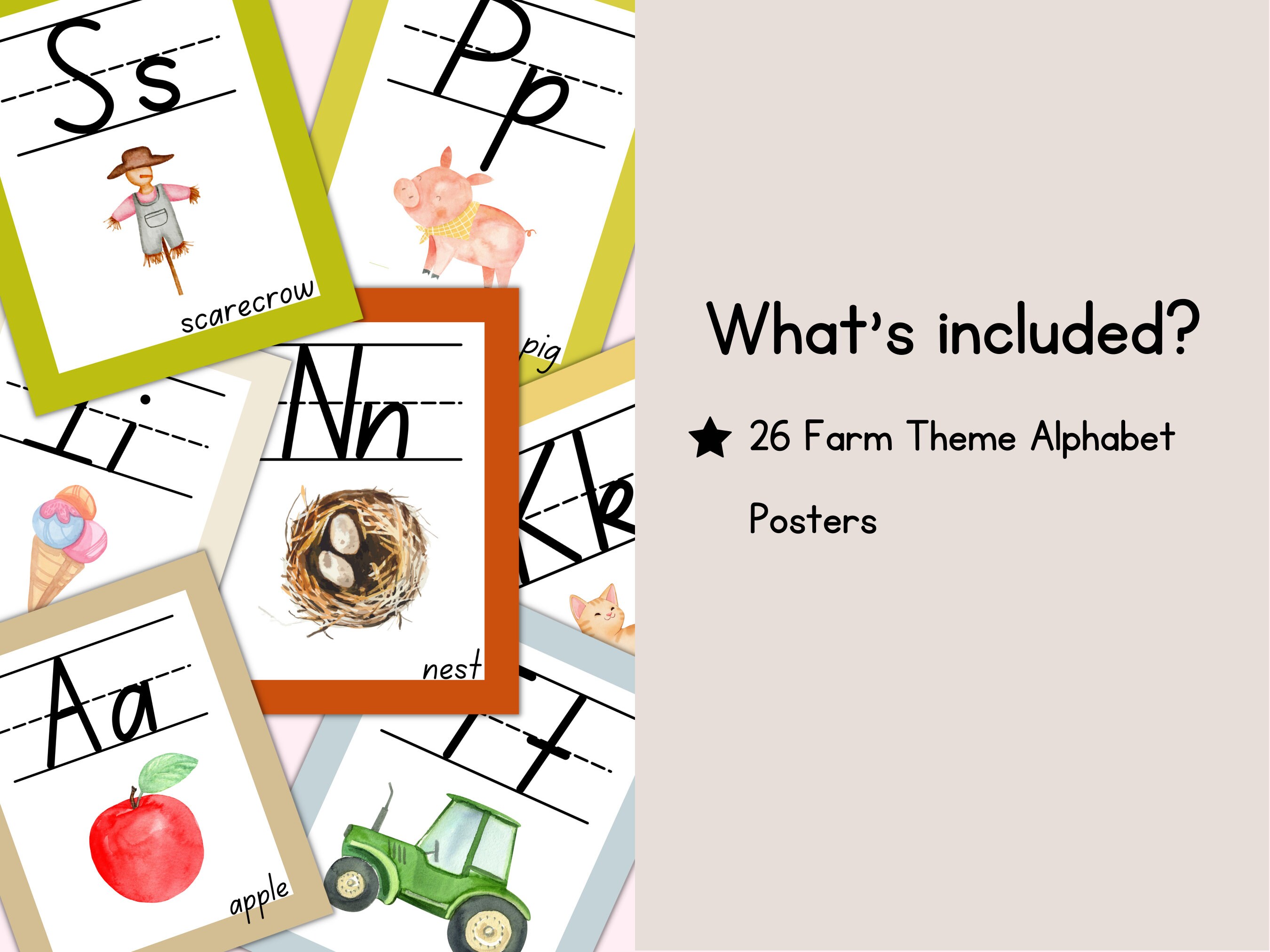 Farm Alphabet Posters Display ABC Alphabet Classroom Decor Alphabet ...