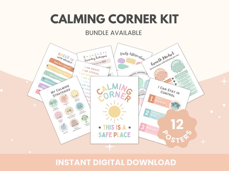 Breathing Poster for Kids, Mindfulness Prints, Anxiety Control, Calming ...