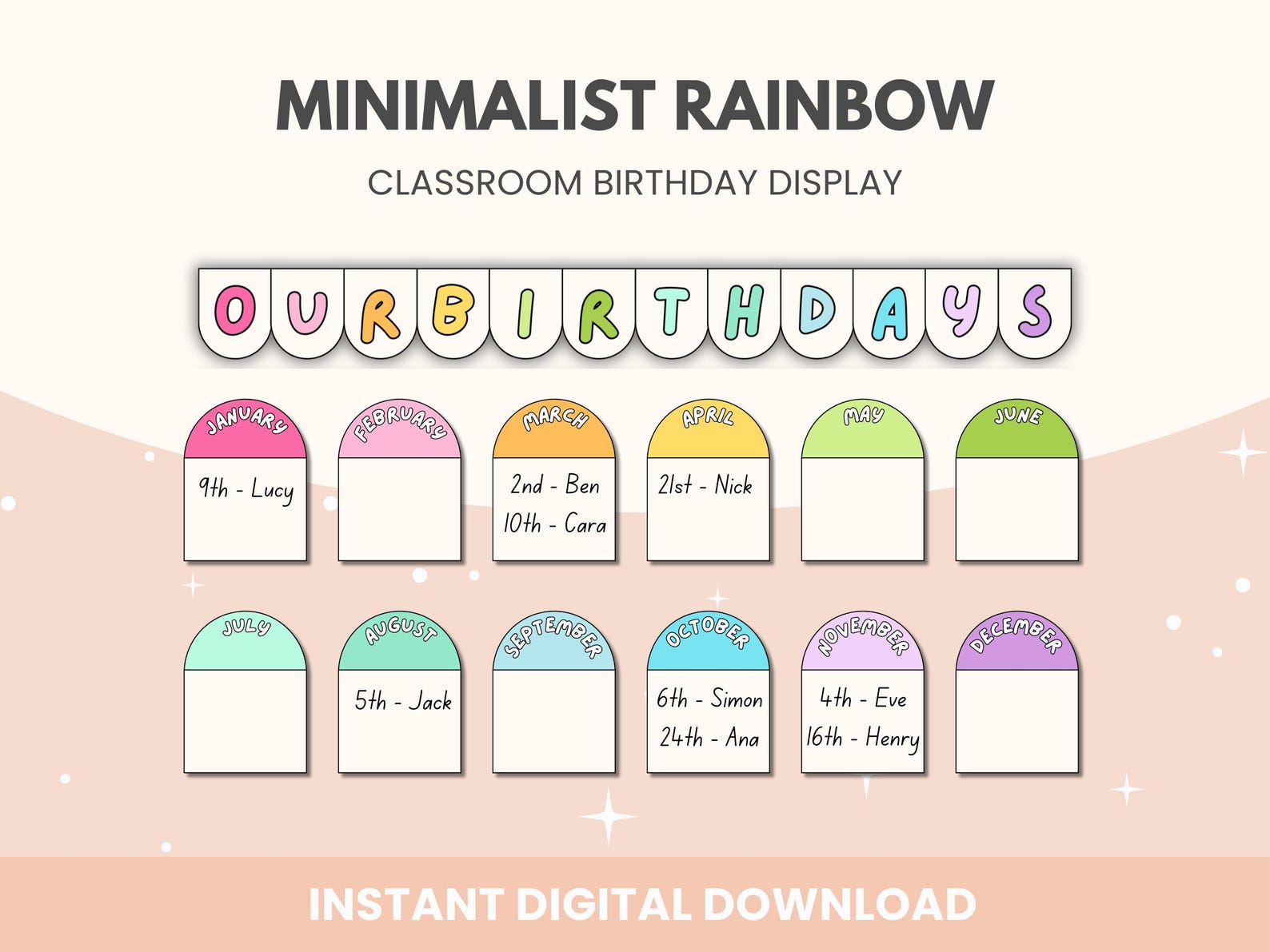 Rainbow Classroom Birthday Display: Bulletin Board Kit (digital ...