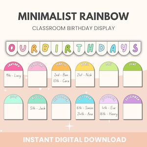 Rainbow Classroom Birthday Display: Bulletin Board Kit (digital ...