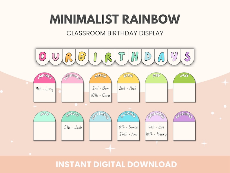 Rainbow Classroom Birthday Display: Bulletin Board Kit (digital ...