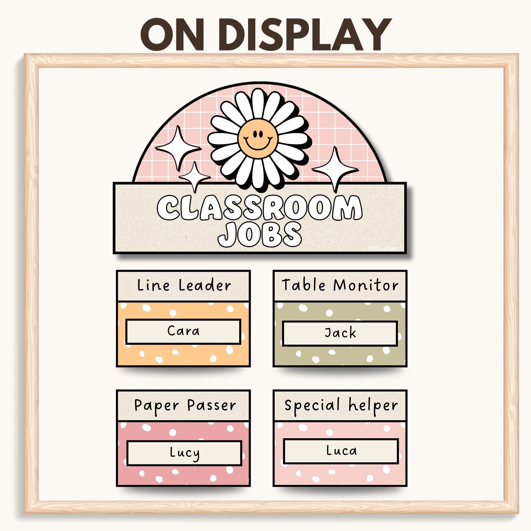 Groovy Boho Daisy Classroom Jobs Display | Boho Classroom Jobs Display ...