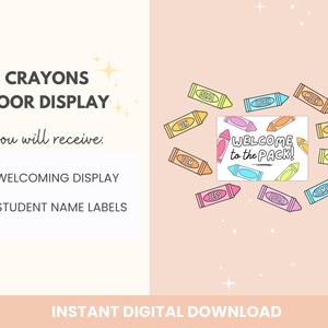 Crayons Classroom Door Display: Back to School Bulletin Board (digital ...