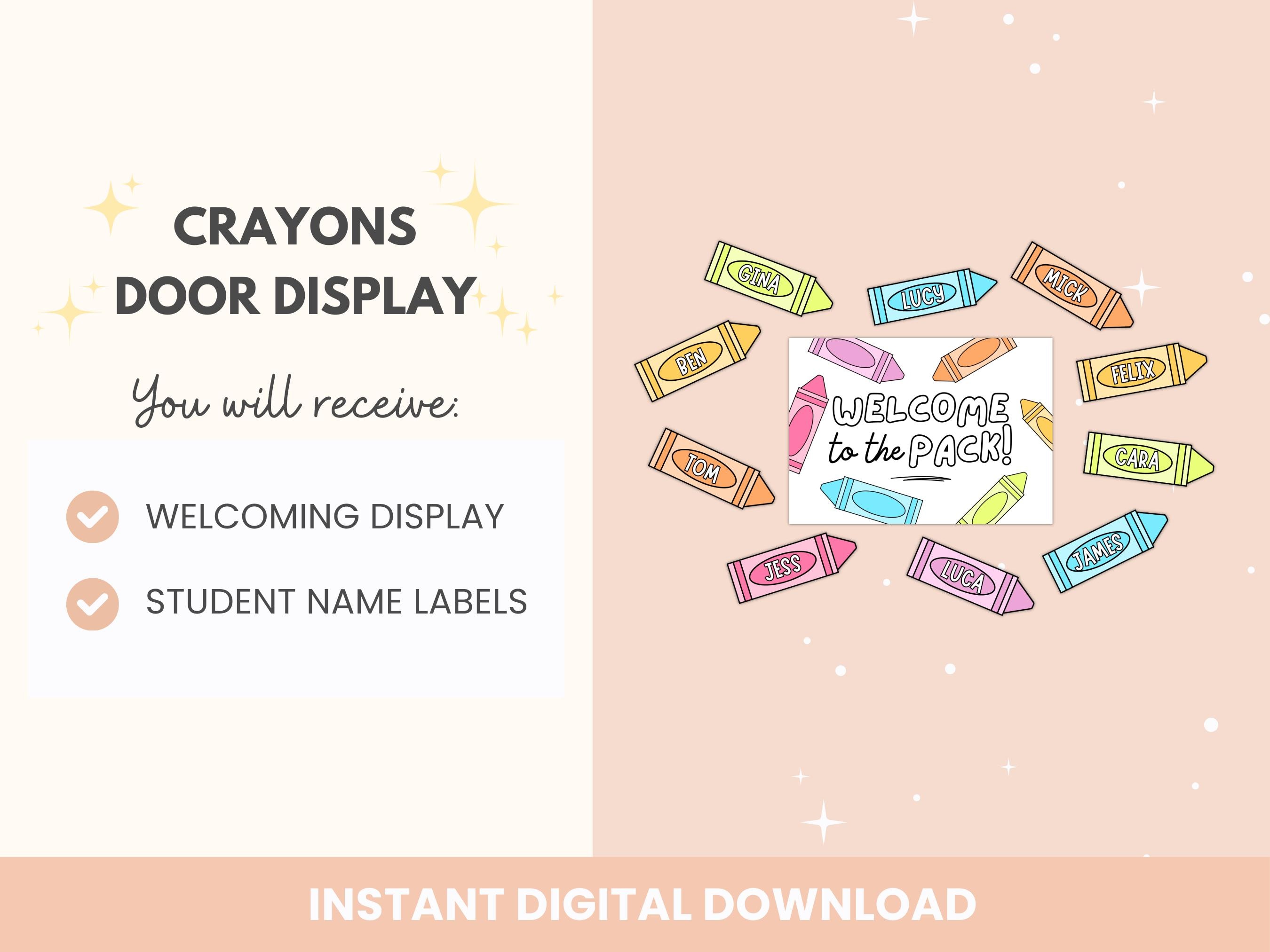 Crayons Classroom Door Display: Back to School Bulletin Board (digital ...