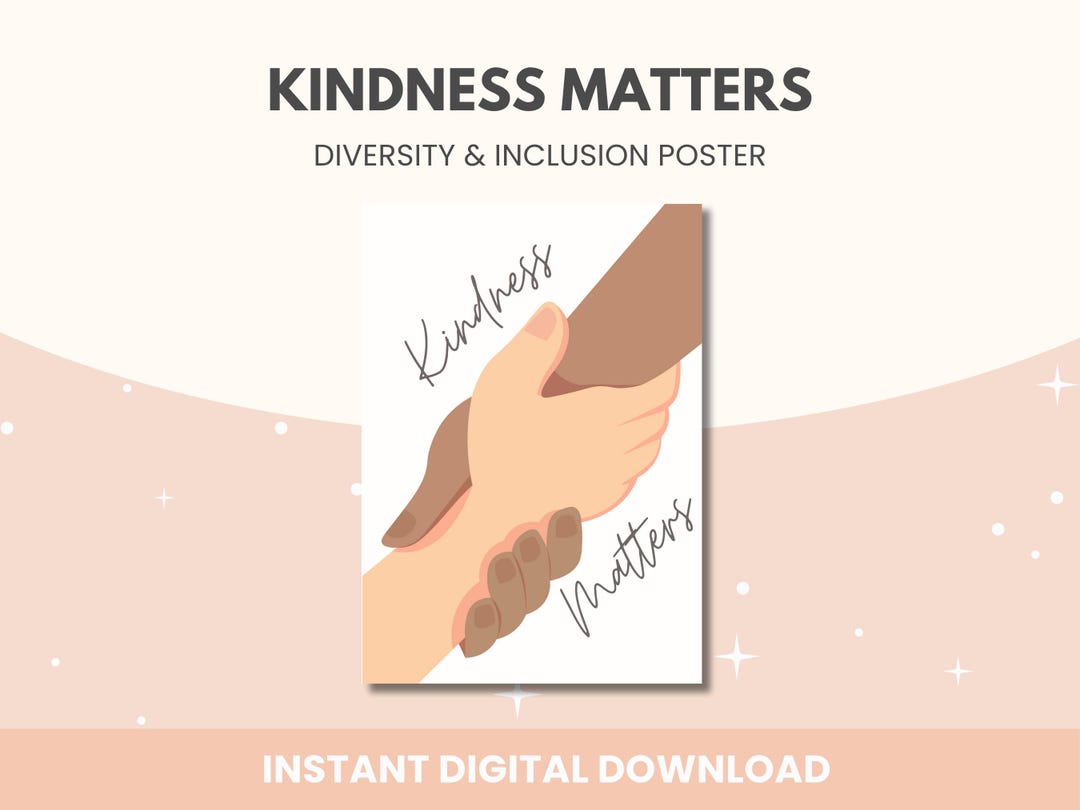 Kindness Matters Classroom Poster: Diversity & Inclusion Art (digital ...