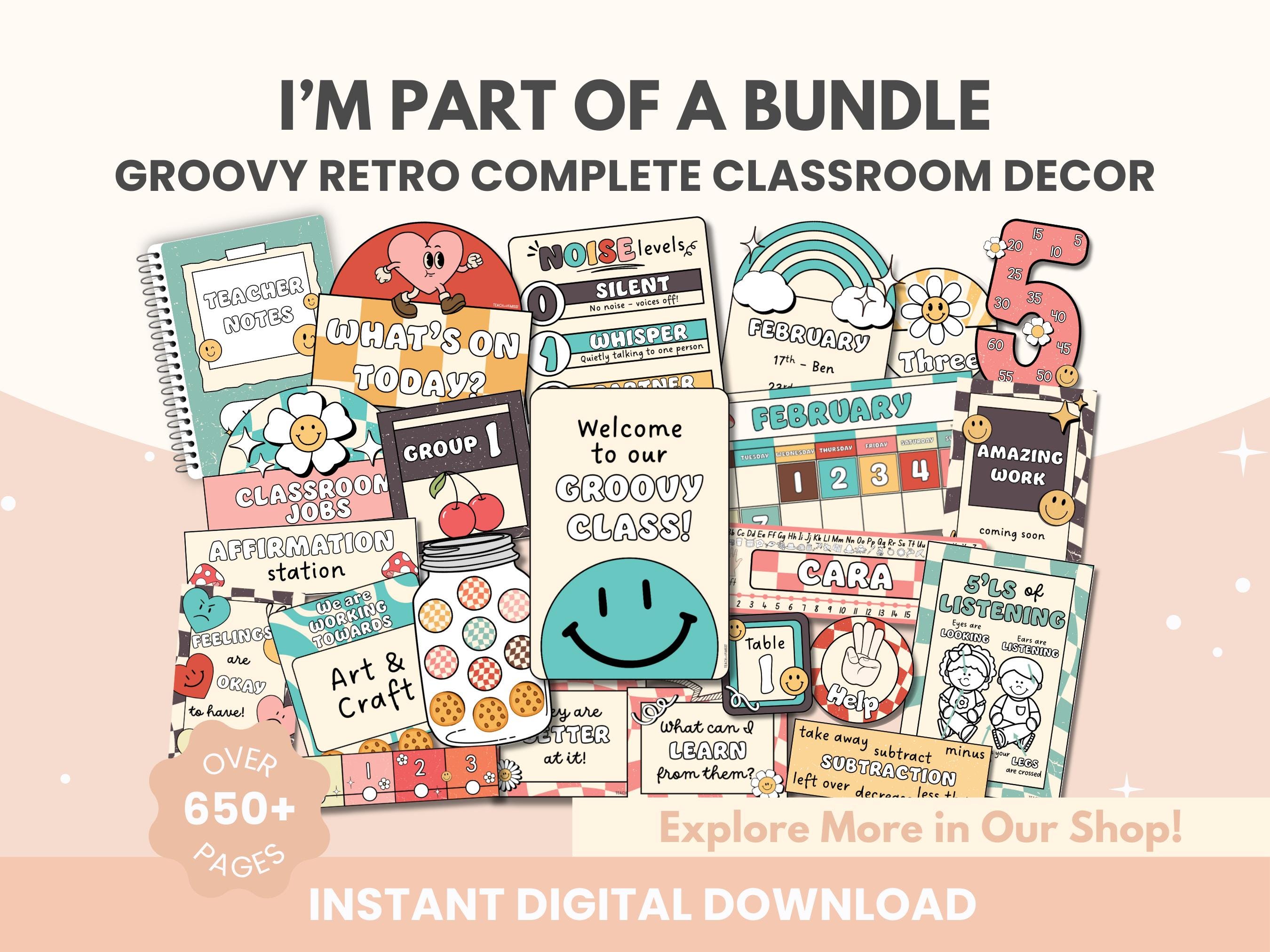 Groovy Retro Classroom Labels Template | Classroom Labels Editable ...