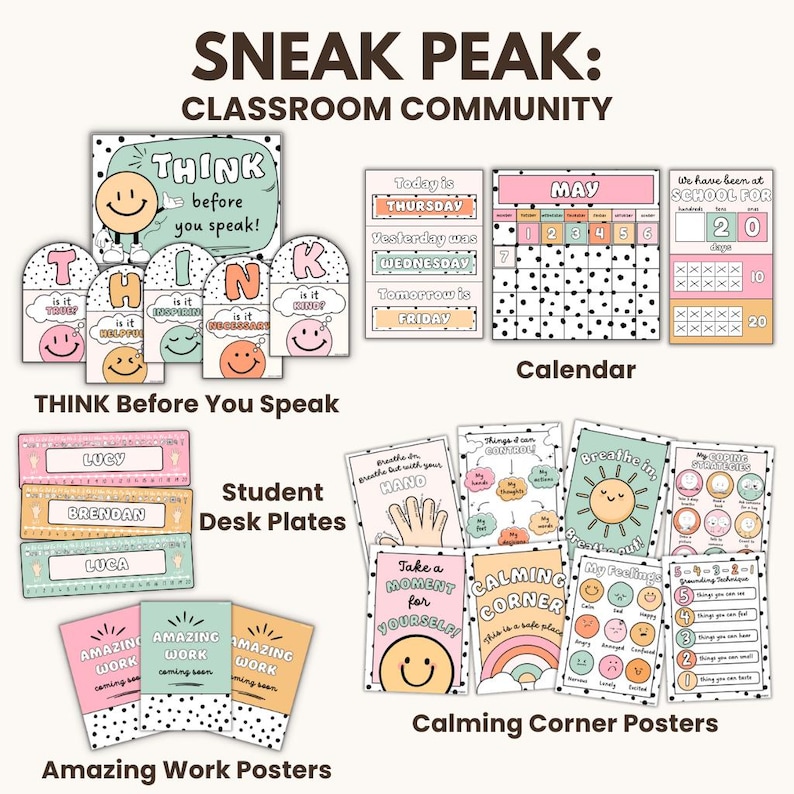 Spotty Boho Classroom Decor Bundle | Editable Classroom Printables ...