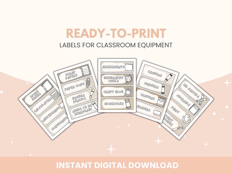 Neutral Classroom Tote Tray Labels: Classroom Decor (digital Download ...