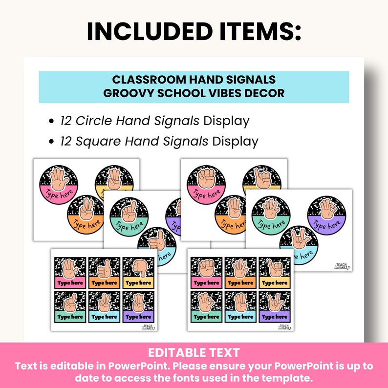 Classroom Hand Signals Poster: Composition Notebook Theme (digital ...