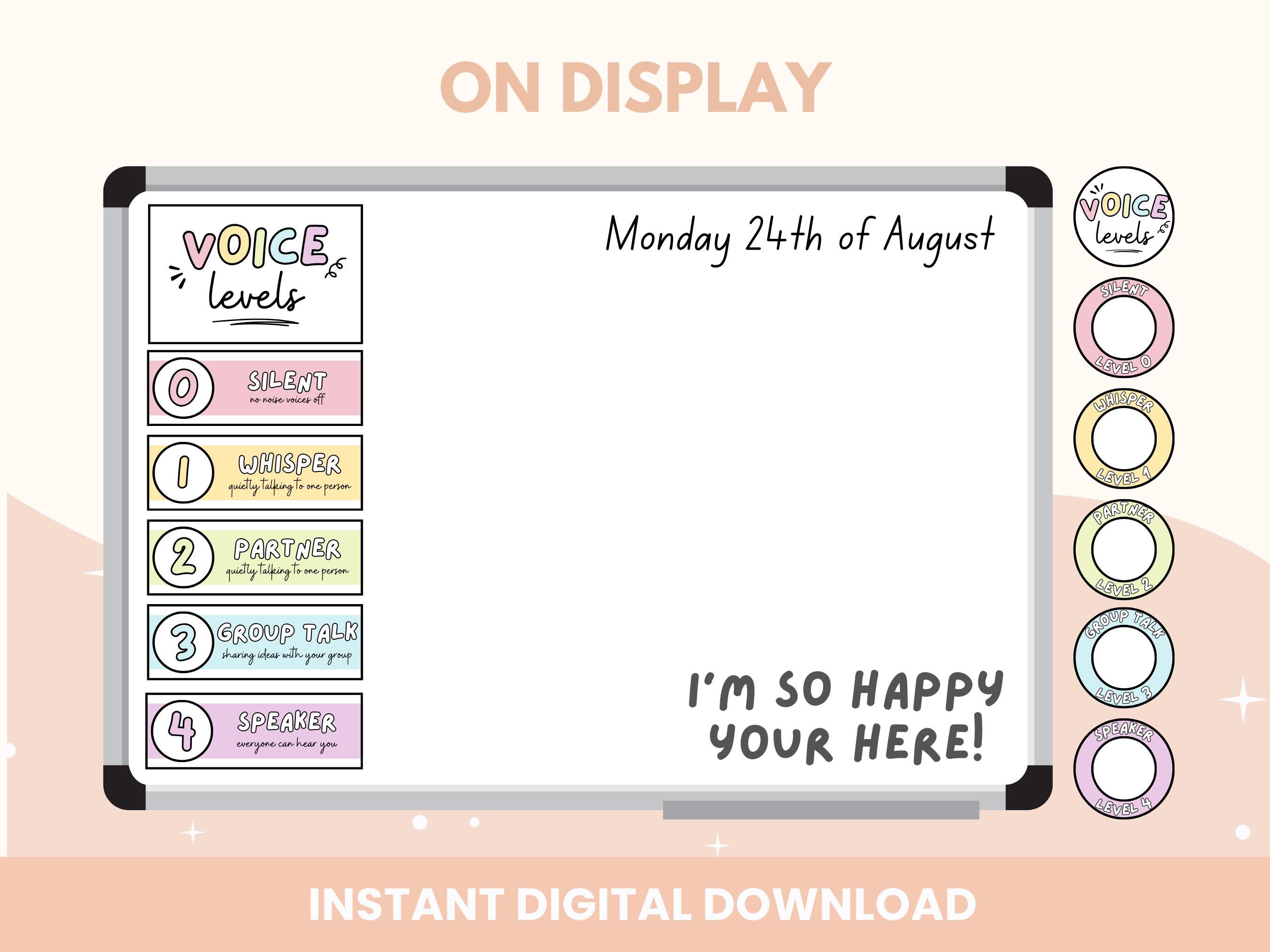 Voice Level Chart for Classroom Management Display | Noise Level Chart ...