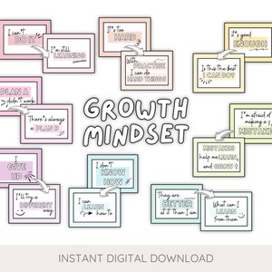 Pastel Rainbow Growth Mindset Classroom Display Bundle Growth Mindset ...