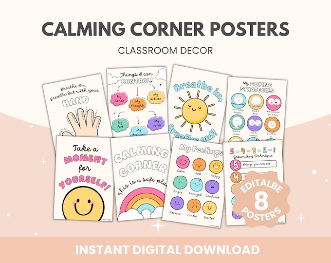 Calm Classroom Theme, Calming Corner Posters, Calm Decor, Classroom ...