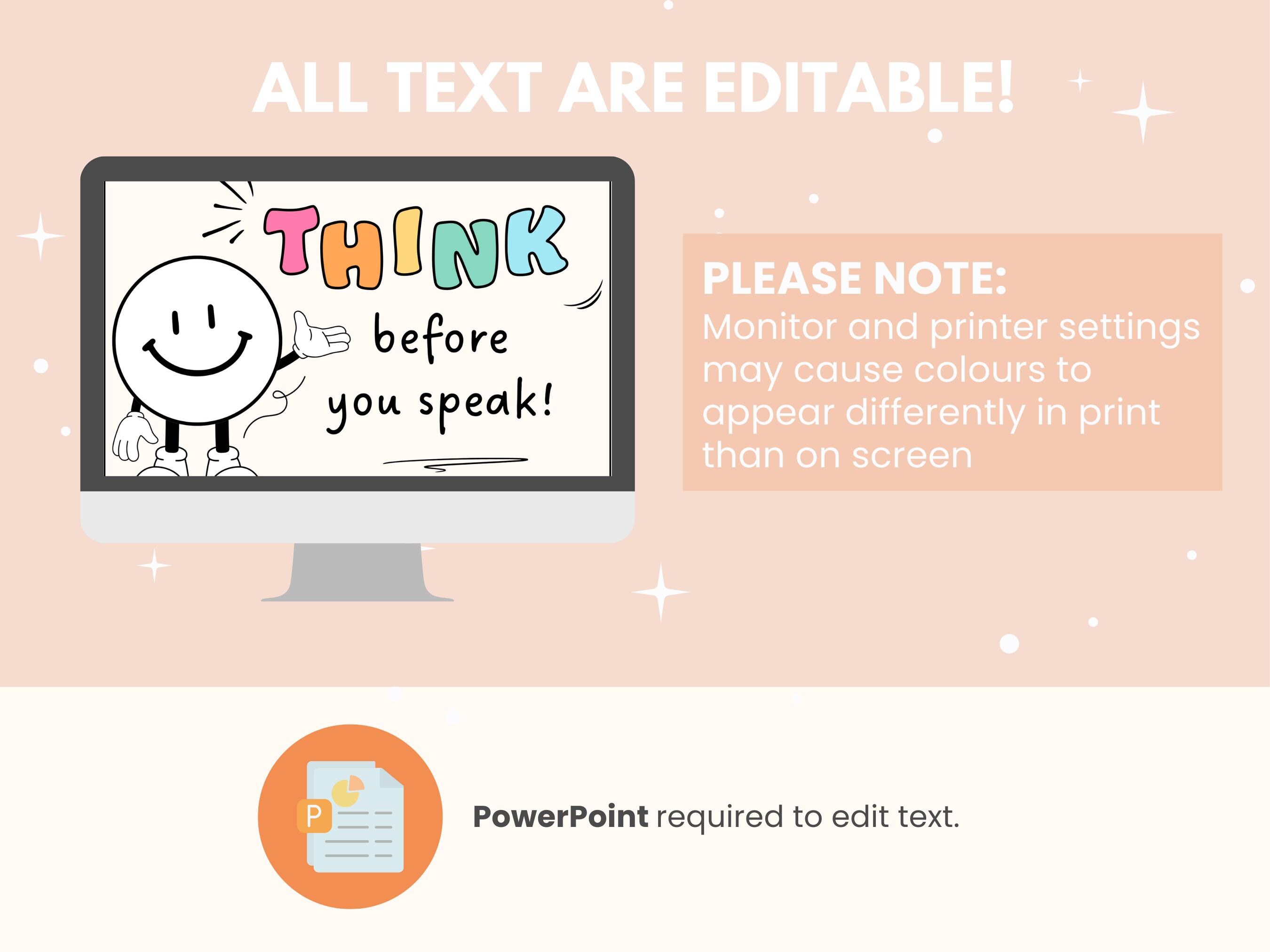 Think Before You Speak Classroom Posters: Social Emotional Learning ...