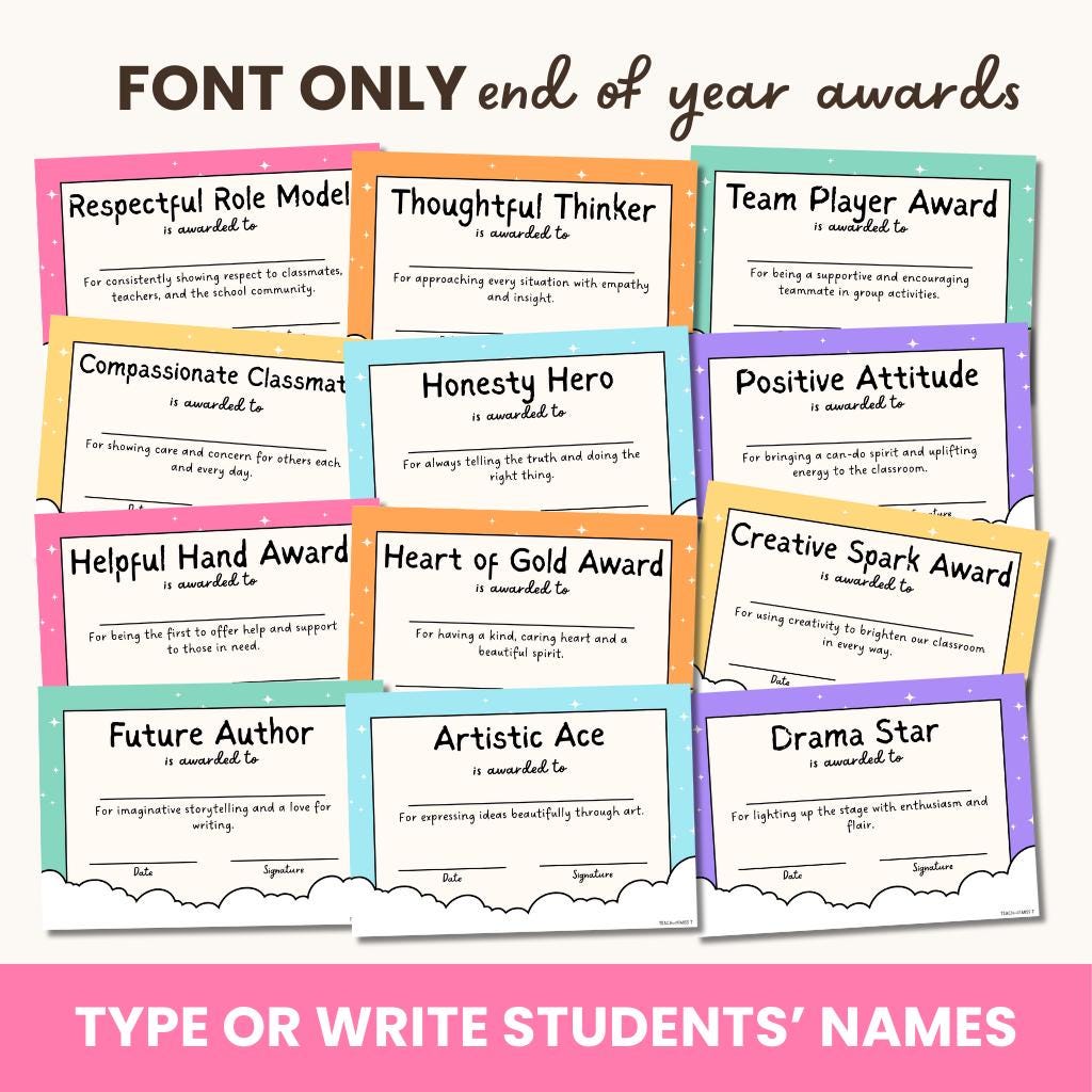 End of Year Student Award Certificates: Editable Classroom Awards ...