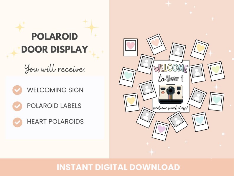 Polaroid Camera Classroom Door Display: Back to School Decor (digital ...