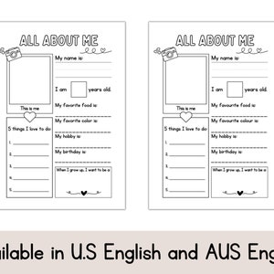 First Day of School 'all About Me' Printable Template (digital Download ...