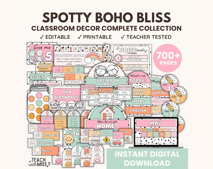 Modern Boho Classroom Calming Classroom Boho Class Decor Bunting Bundle ...
