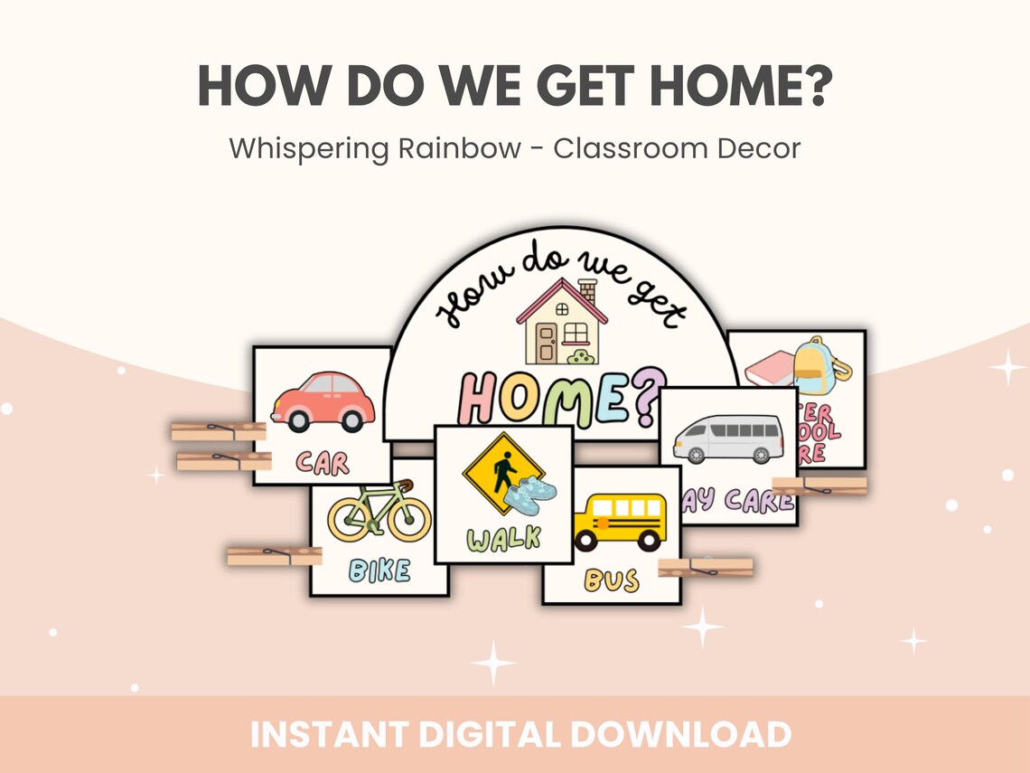 Classroom Home Time Display: Rainbow Classroom Decor (digital Download ...