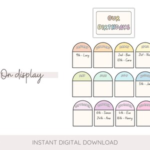 Pastel Rainbow Classroom Birthday Display Bulletin Board Back to School ...