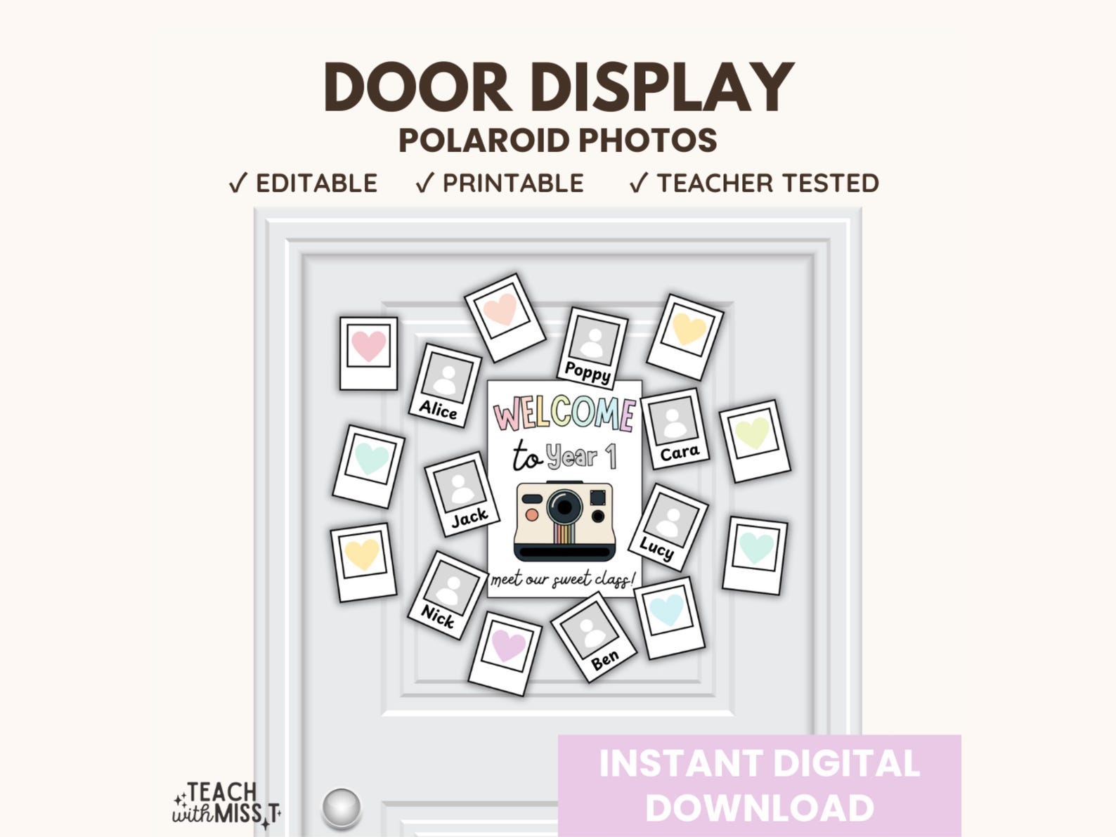 Polaroid Camera Classroom Door Display: Back to School Decor (digital ...