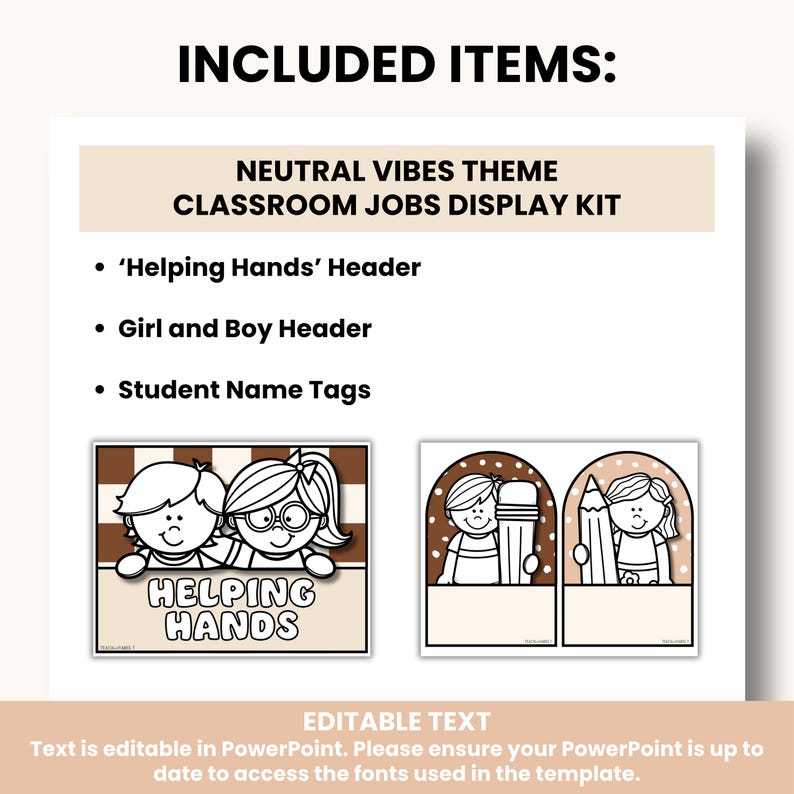 Neutral Boho Classroom Jobs Chart: Editable Helping Hands Display ...
