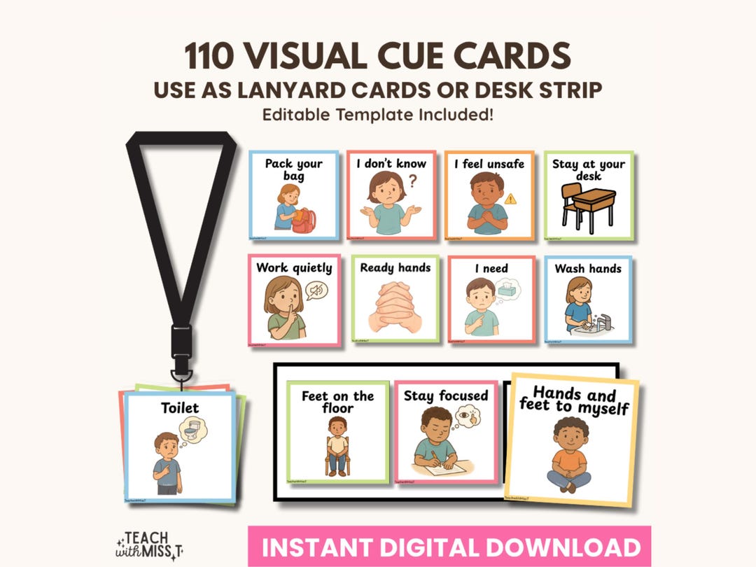 Lanyard Visual Cue Cards: Classroom Management and Communication ...