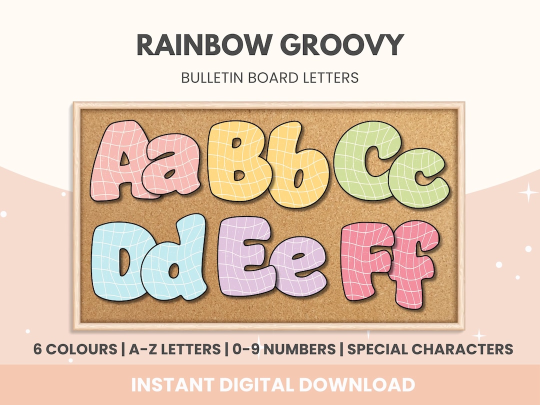 Rainbow Groovy Bulletin Board Letters Display Printables | Classroom ...