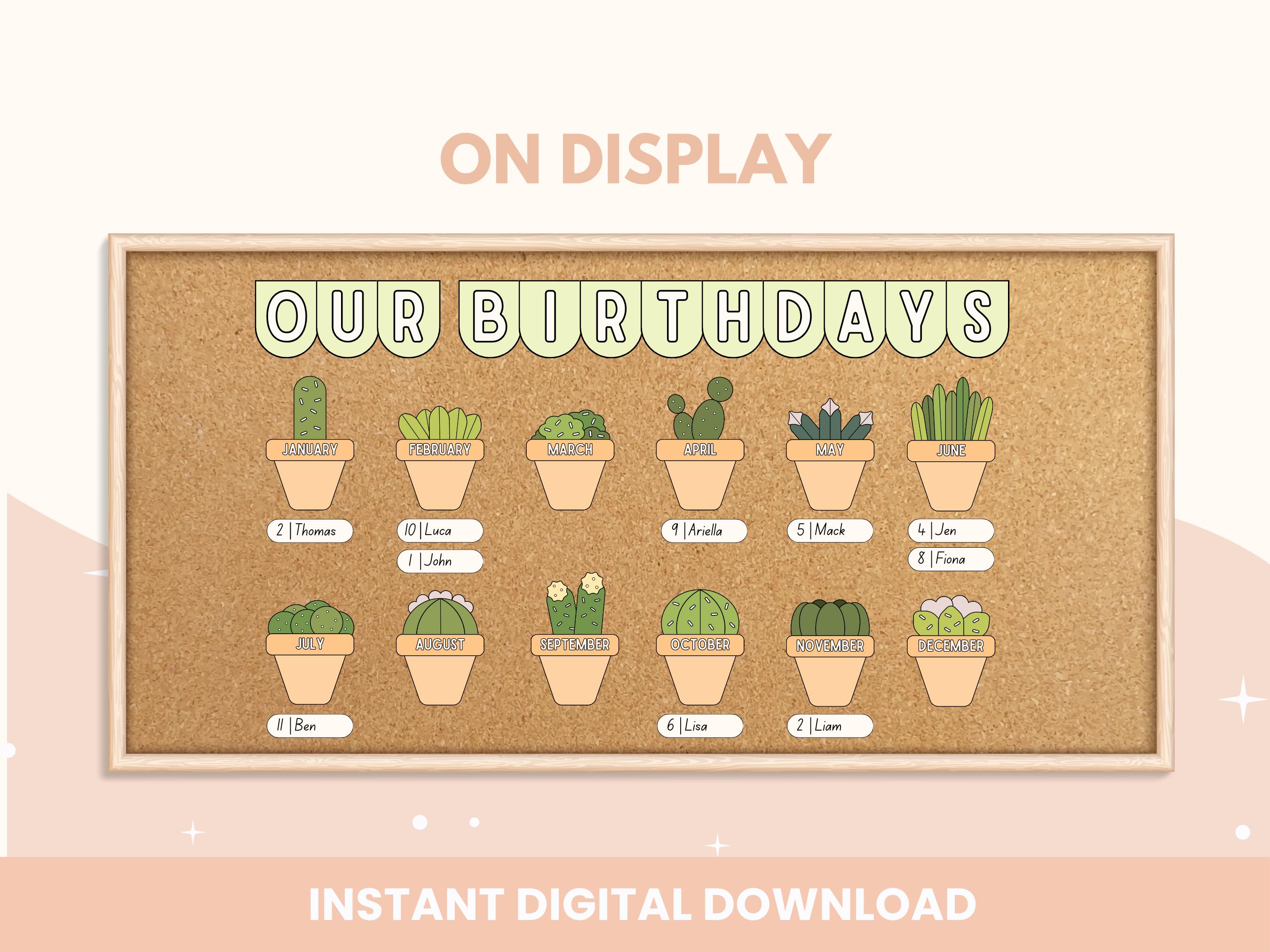 Cactus Classroom Birthday Display: Succulent Plants (digital Download ...