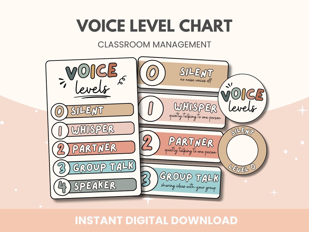 Boho Classroom Voice Level Chart: Classroom Management (digital ...