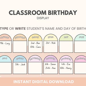 Pastel Rainbow Classroom Birthday Display Bulletin Board | Back to ...