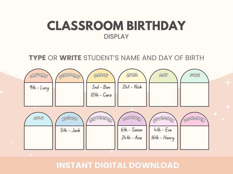 Pastel Rainbow Classroom Birthday Display Bulletin Board | Back to ...