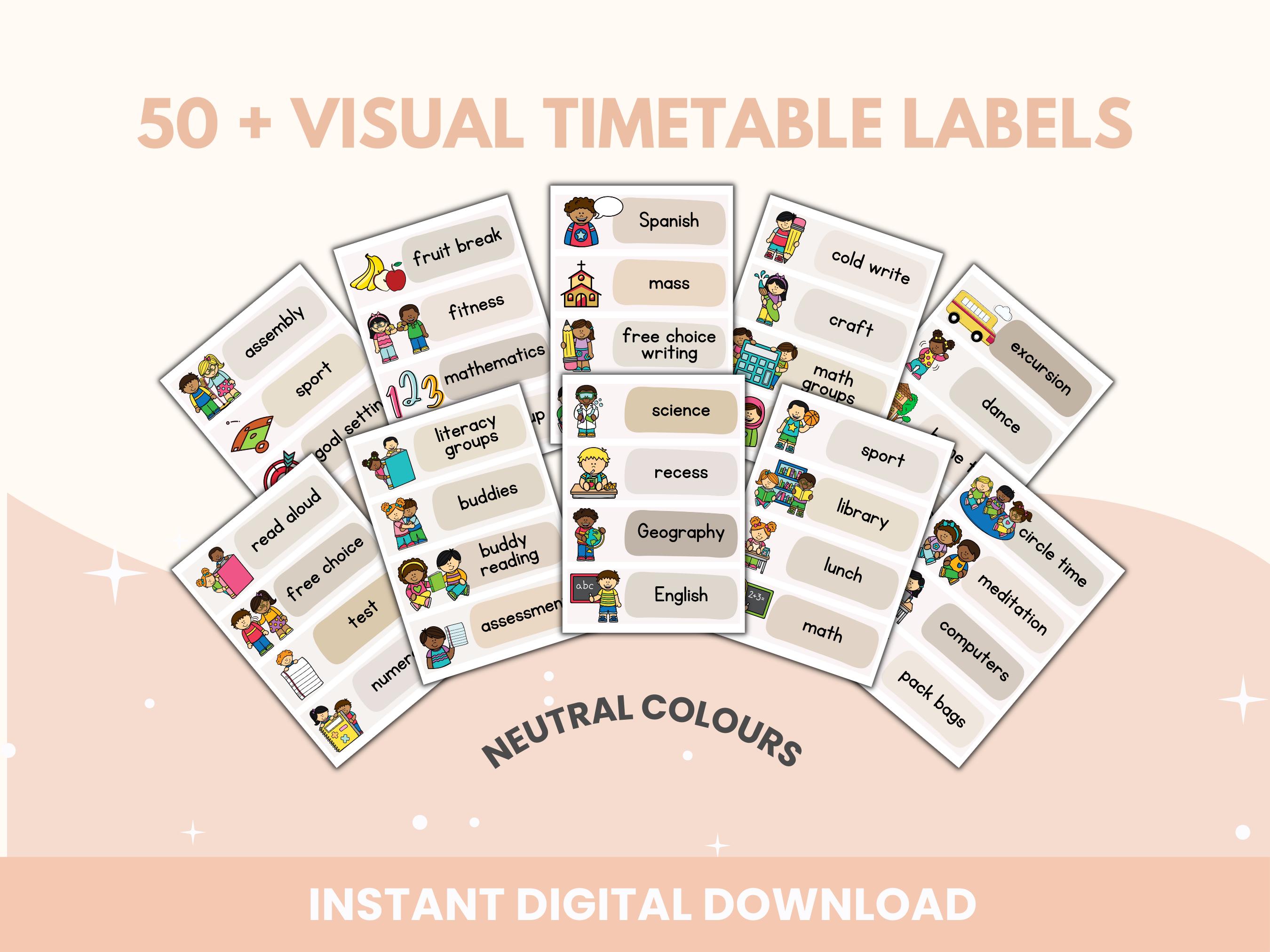 Neutral Classroom Visual Timetable: Classroom Schedule Display (digital ...
