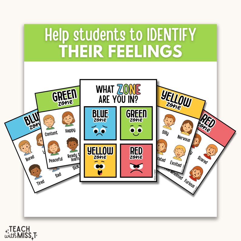 Zones of Regulation Feelings Charts: Classroom Emotional Support ...