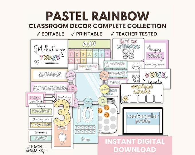 Editable Classroom Soft Clouds Complete Collection Printable Bundle ...