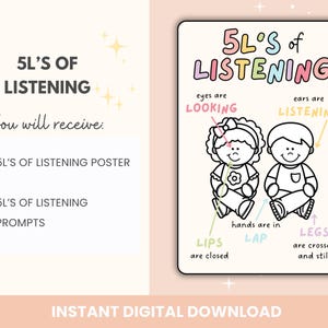 5'ls of Listening Display Poster | Classroom Behaviour Display Chart ...