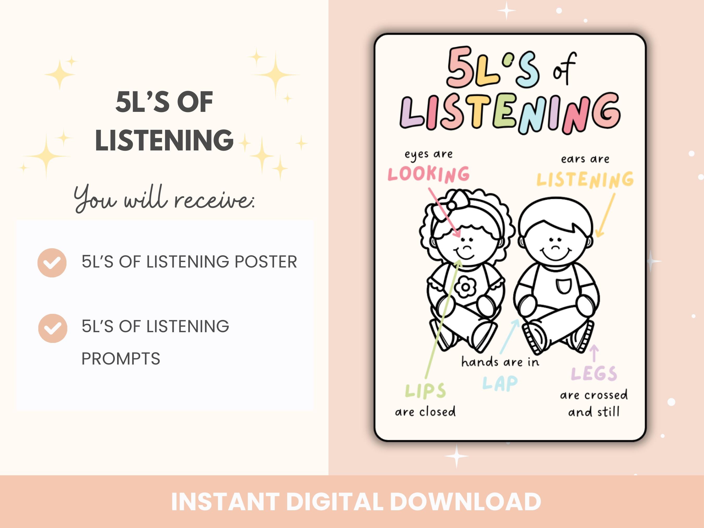 5 L's of Listening Poster: Classroom Behavior Management (digital ...