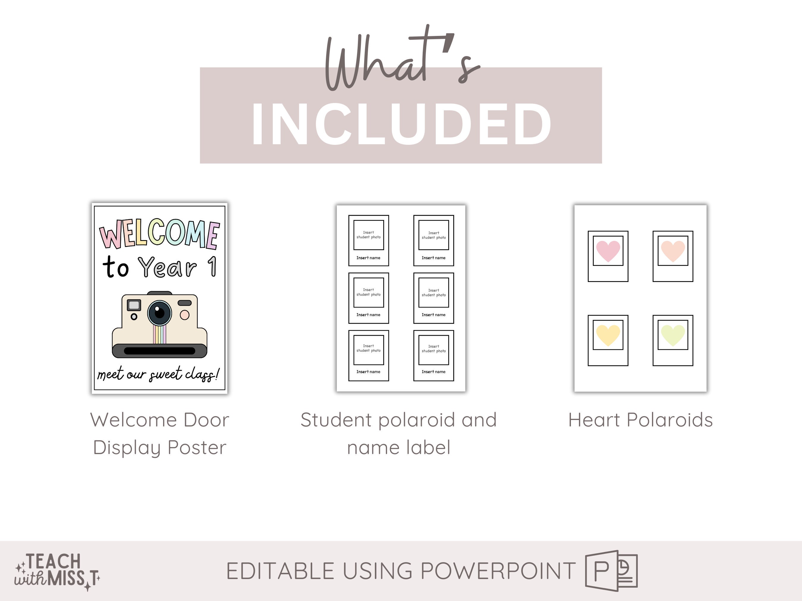 Polaroid Camera Classroom Door Display Editable Bundle Polaroid Camera ...