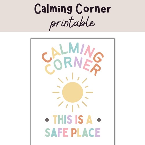Calm Down Corner Poster Safe Place Print Calming Corner - Etsy