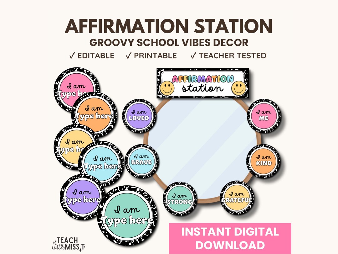 Affirmation Station Classroom Decor: Composition Notebook Theme ...