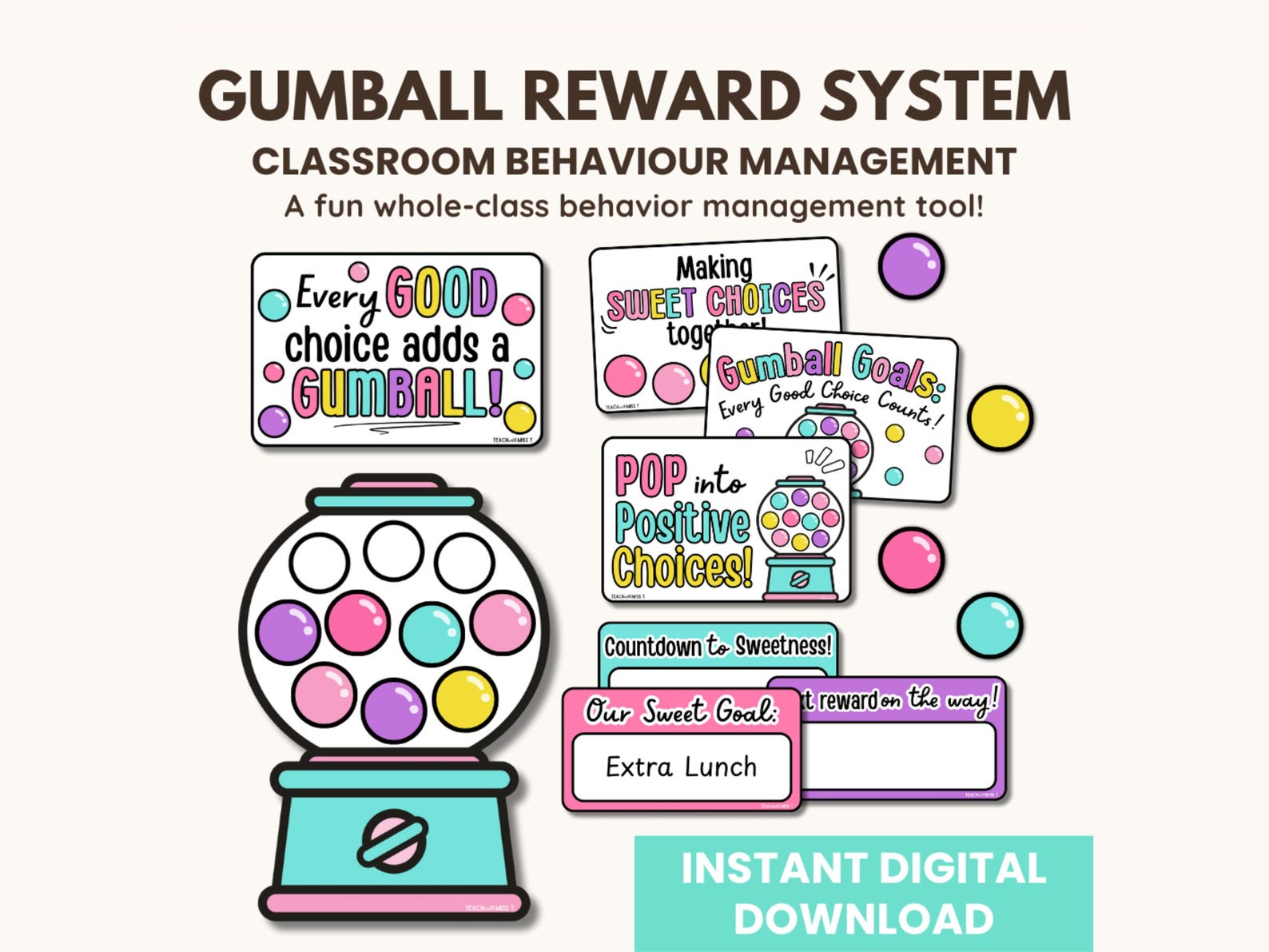 Gumball Classroom Reward System: Positive Behavior Management (digital ...
