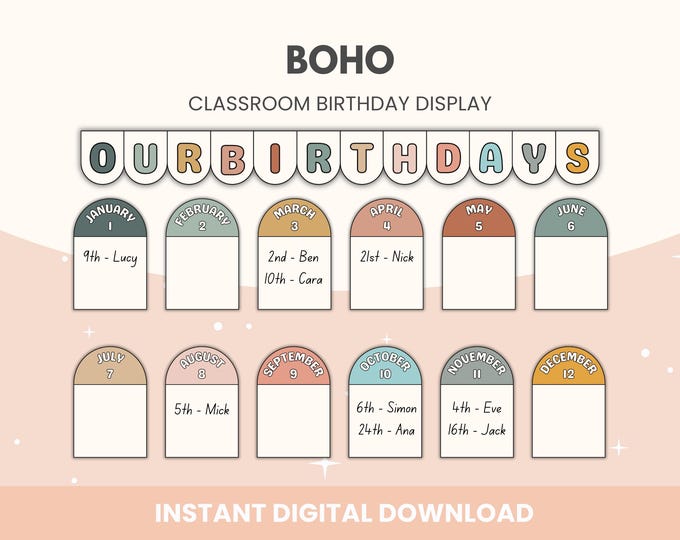 Boho Classroom Decor, Boho Birthday Bulletin Board - Etsy Canada