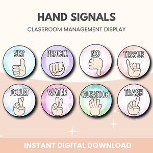 Watercolour Classroom Hand Signals Display | Hand Signals Classroom ...