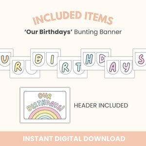 Pastel Rainbow Classroom Birthday Display | Classroom Birthday Bulletin ...