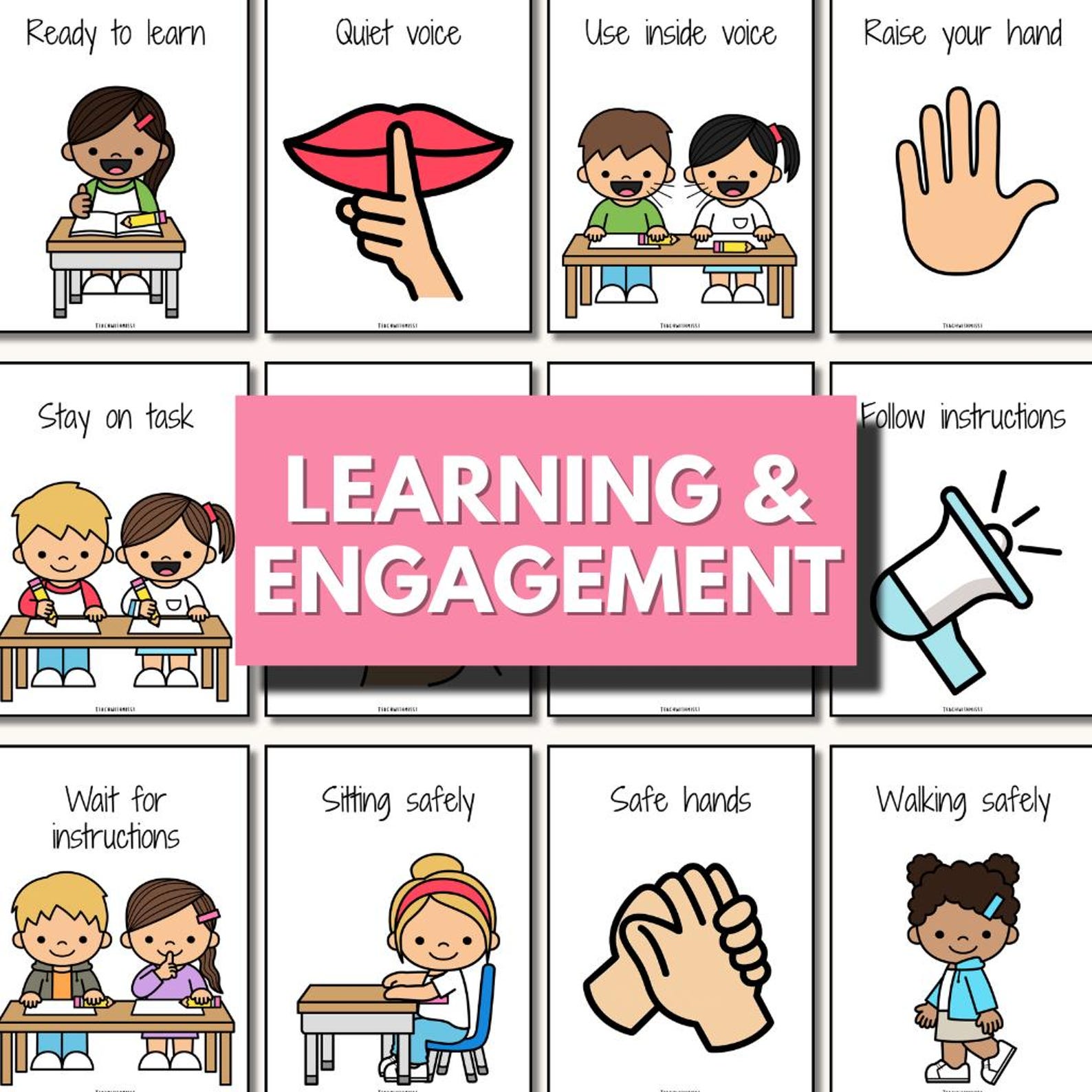 40+ Behavior Visual Support Flashcards | Classroom Management Charts ...