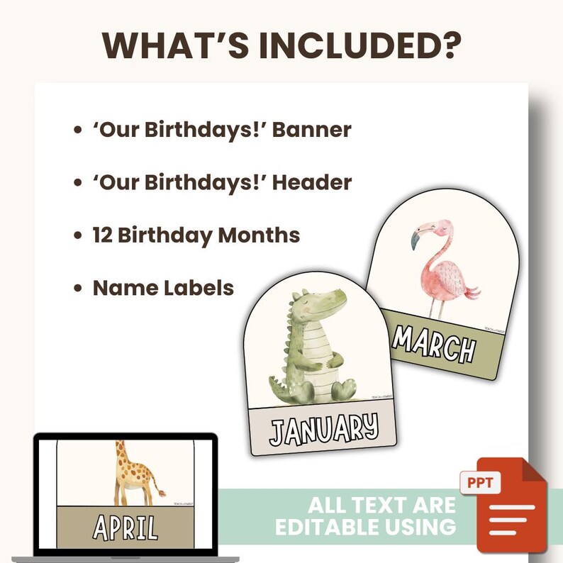 Safari Classroom Birthday Display Bundle | Jungle Animals Bulletin ...