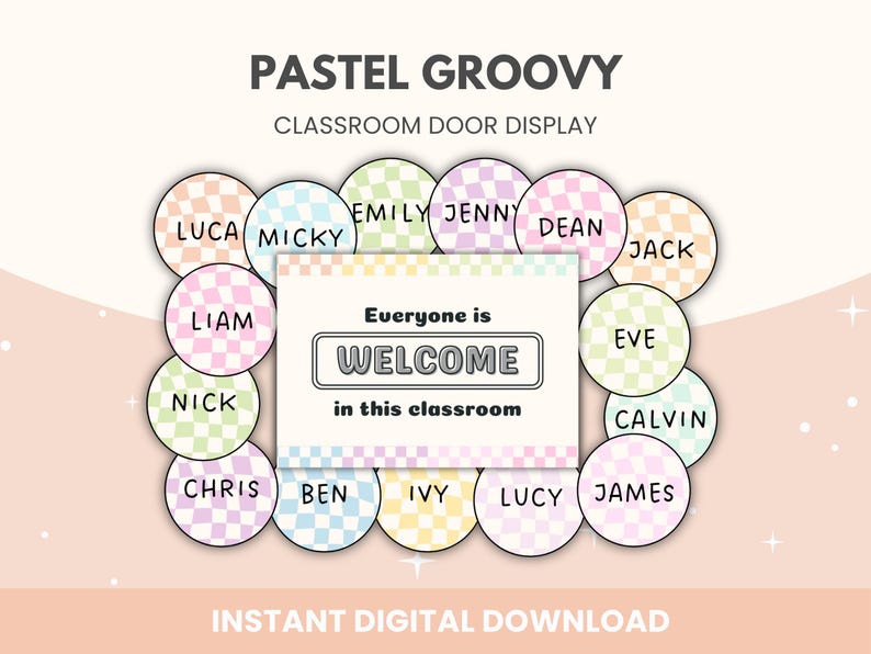Groovy Classroom Door Display | Classroom Sign Pastel Rainbow | Back to ...