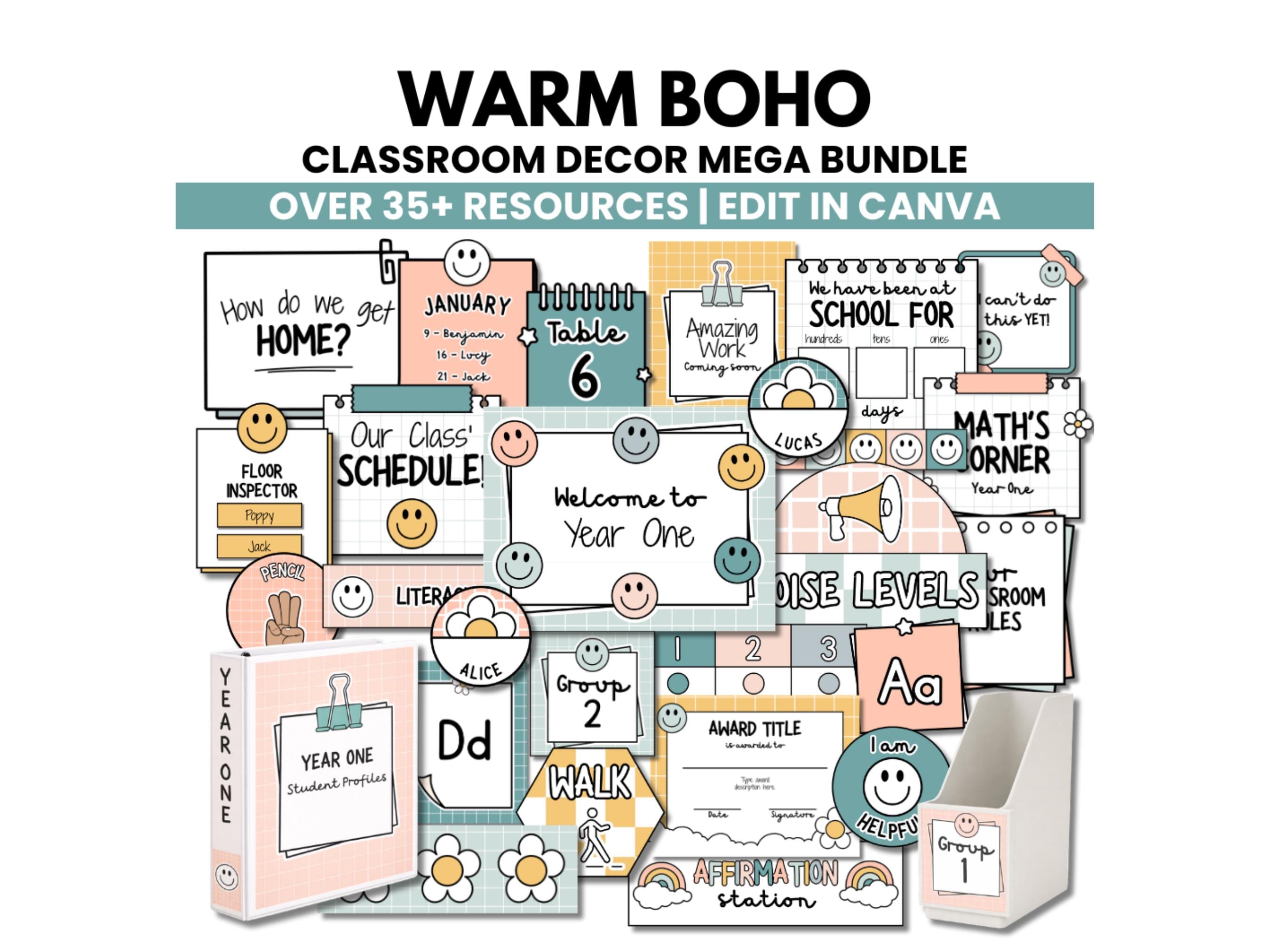 Calm Warm Boho Classroom Decor Bundle | Calm Classroom Decor ...